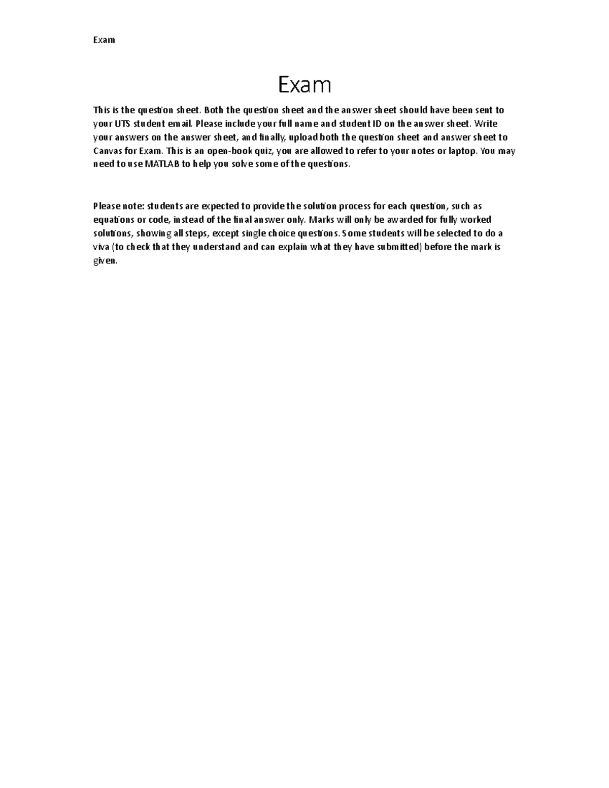 Exam - Quiz Questions and Guidelines for Submission - Studocu