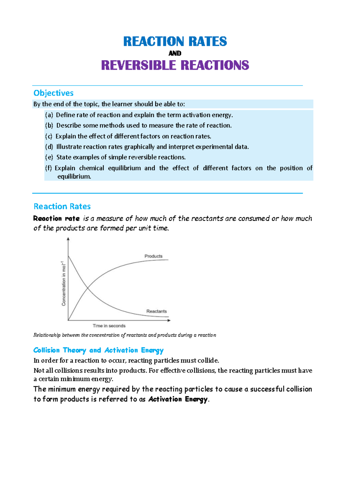 4.3 Reaction Rates and Reversible Reactions: A Comprehensive Study ...
