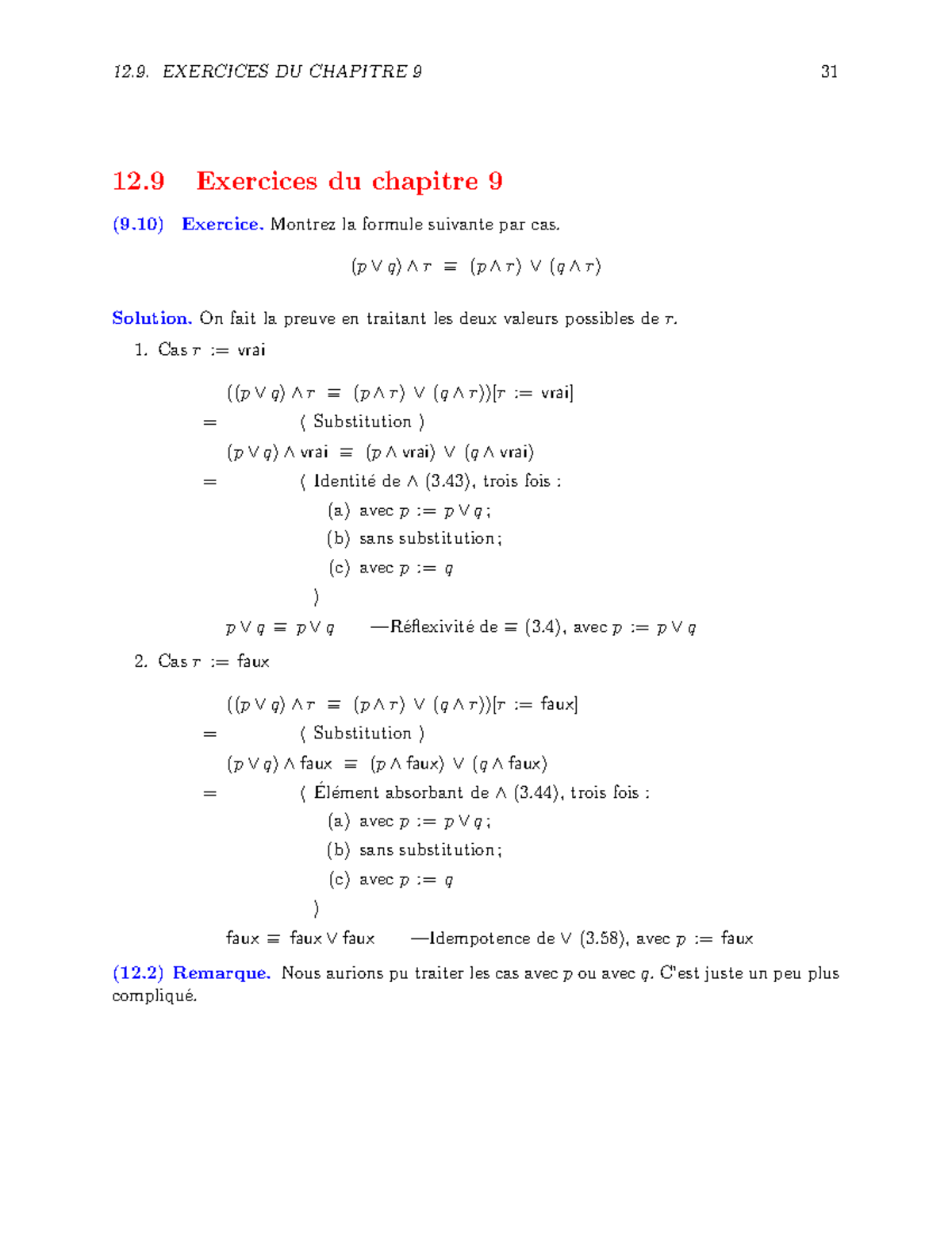 Exer Chap 9 - Les exercises du chapitre 9 - 12. EXERCICES DU CHAPITRE 9 31 12 Exercices du ...