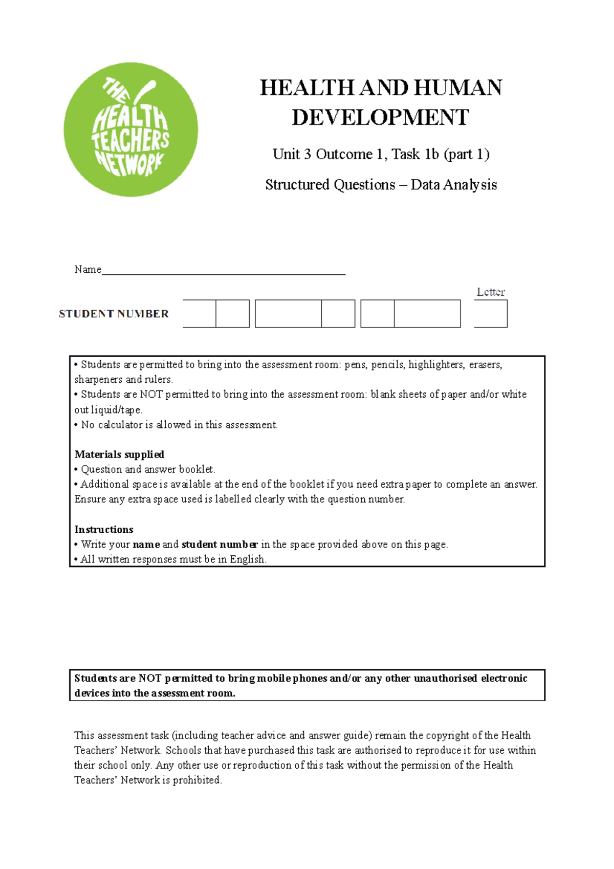 Unit 3 Outcome 1a - Prac SAC 2 (Holiday homework) - HEALTH AND HUMAN ...
