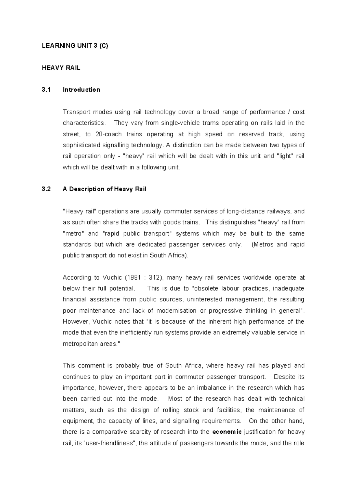 'Assessing Heavy Rail Systems in South Africa: Challenges and ...