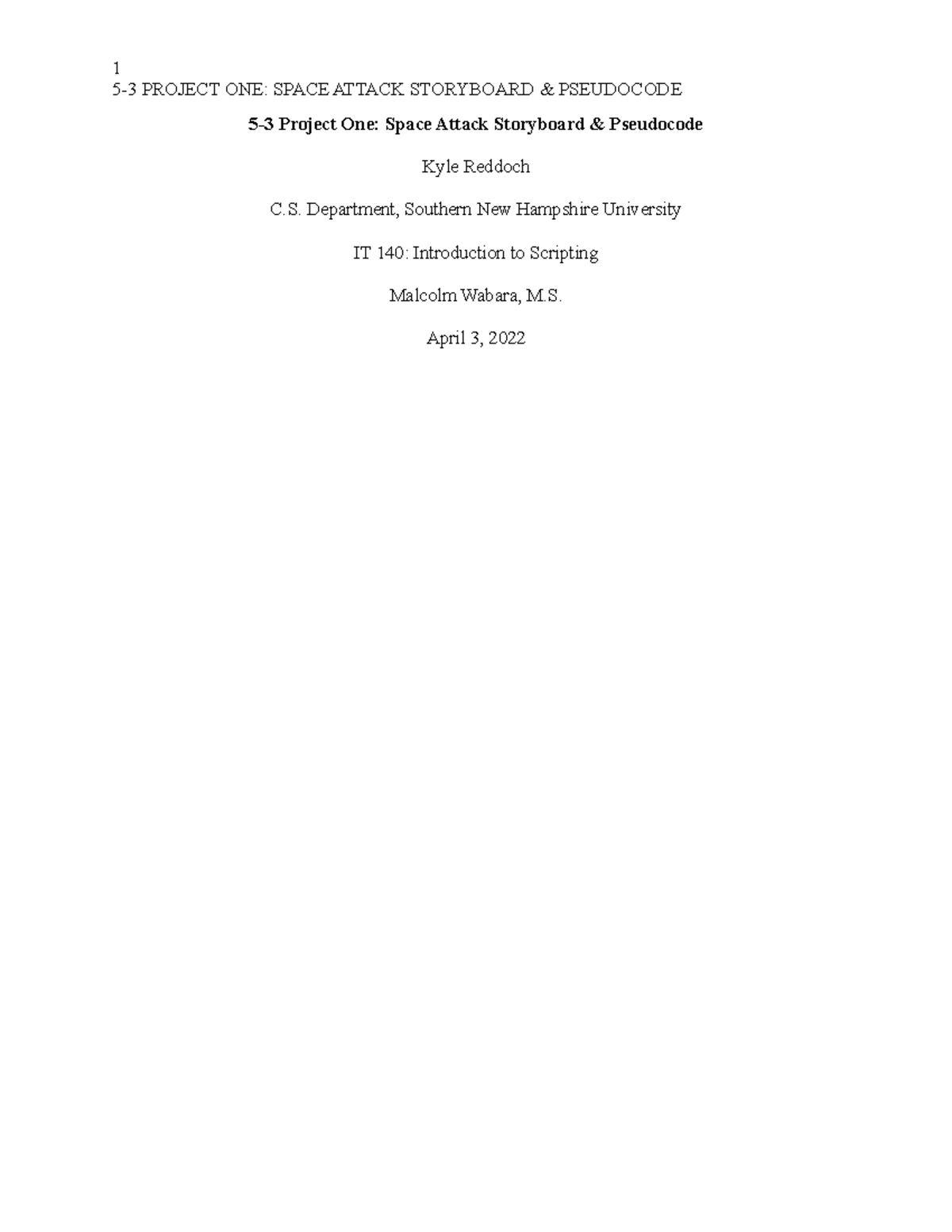 5-3 IT 140 Project One: Space Attack Storyboard & Pseudocode - Studocu