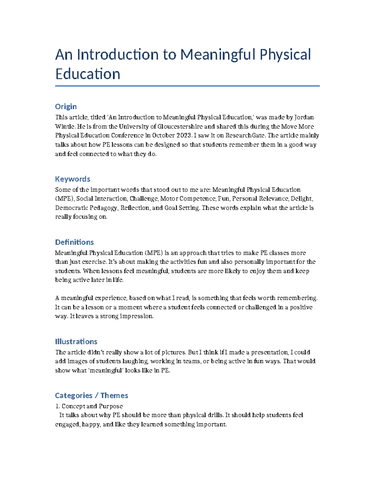 Introduction to Pe - An Introduction to Meaningful Physical Education ...