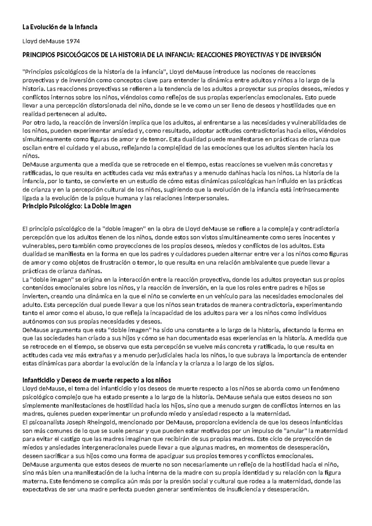Evolución de la Infancia según Lloyd deMause: Análisis Psicológico ...