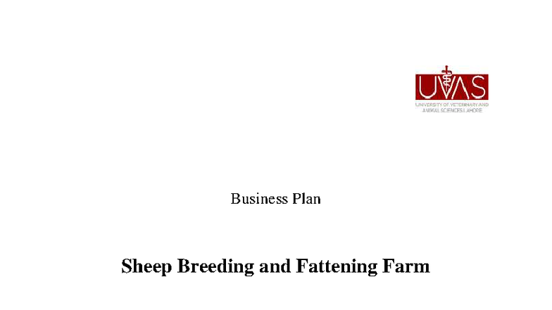 Sheep Farming Business Plan (UVAS) - Breeding & Fattening Strategy ...