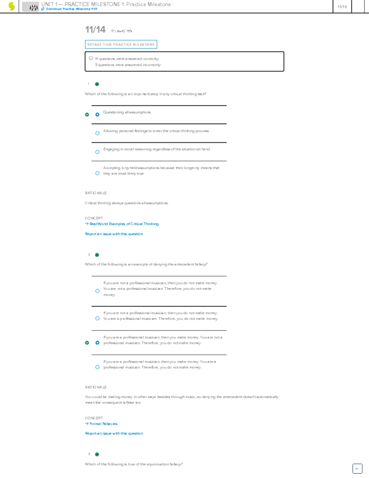 Sophia Critical Thinking Practice Milestone - 1 CONCEPT → Real-World ...