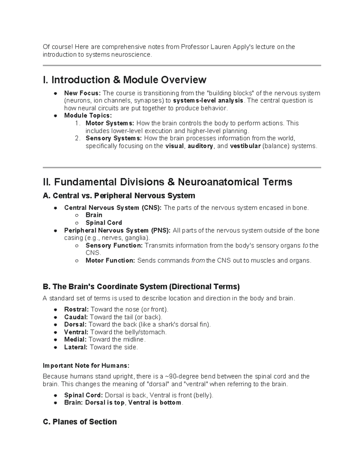 Neurobiology 2: Comprehensive Lecture Notes on Systems Neuroscience ...