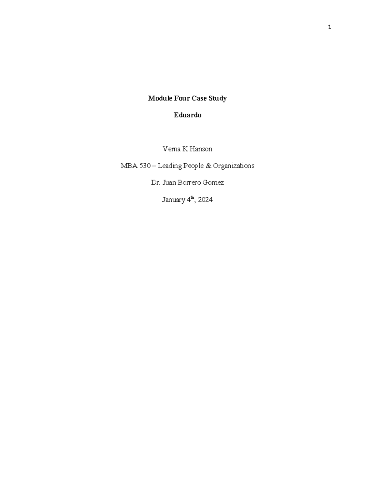 MBA 530 Case Study: Developing Effective Leadership for Eduardo - Studocu