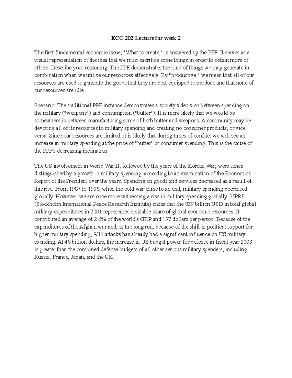 ECO 202 Lecture for week 2 - ECO 202 Lecture for week 2 The first ...