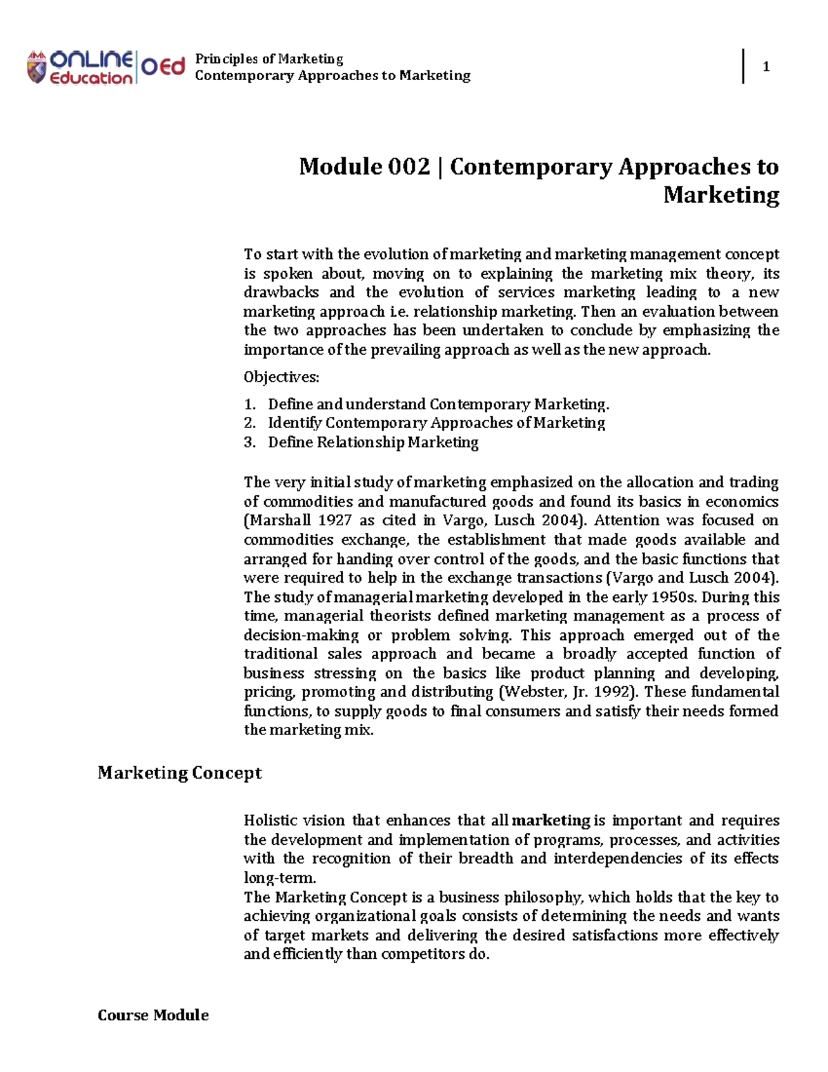 Contemporary Approaches to Marketing (Module 002) - Course Overview ...