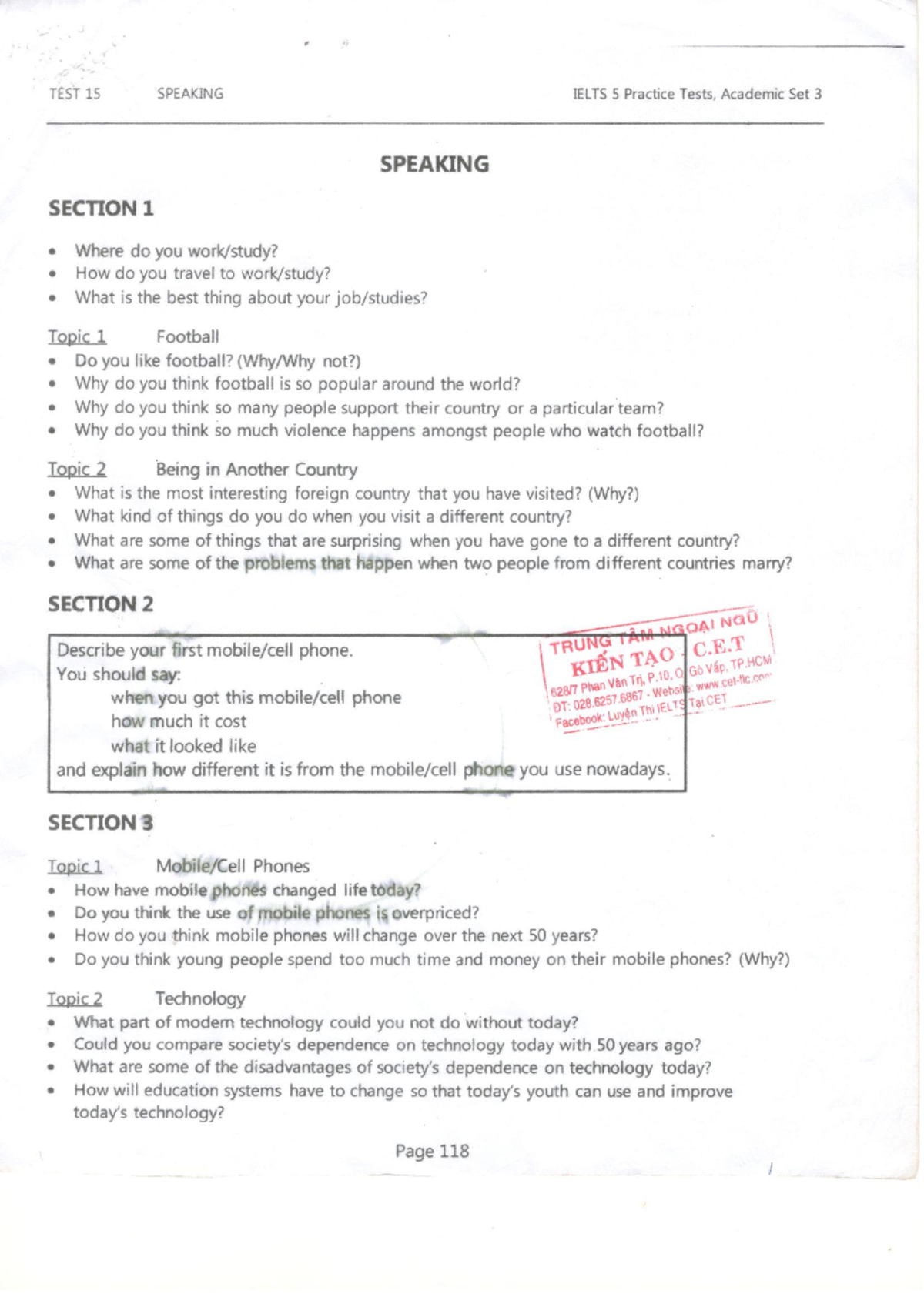 IELTS 5 Speaking Practice Tests: Academic Set 3 Insights - Studocu