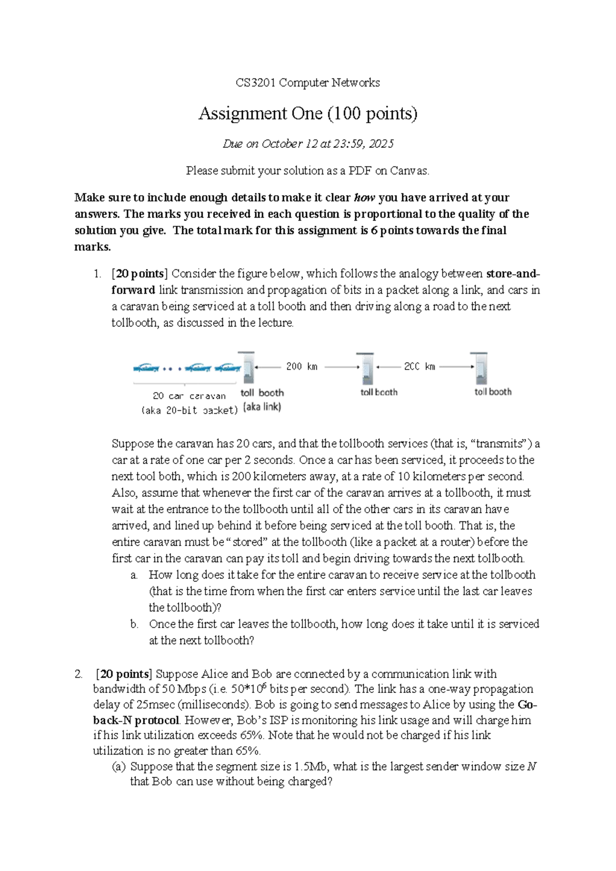 CS3201 Computer Networks Assignment 01 - Homework 2025 - Studocu