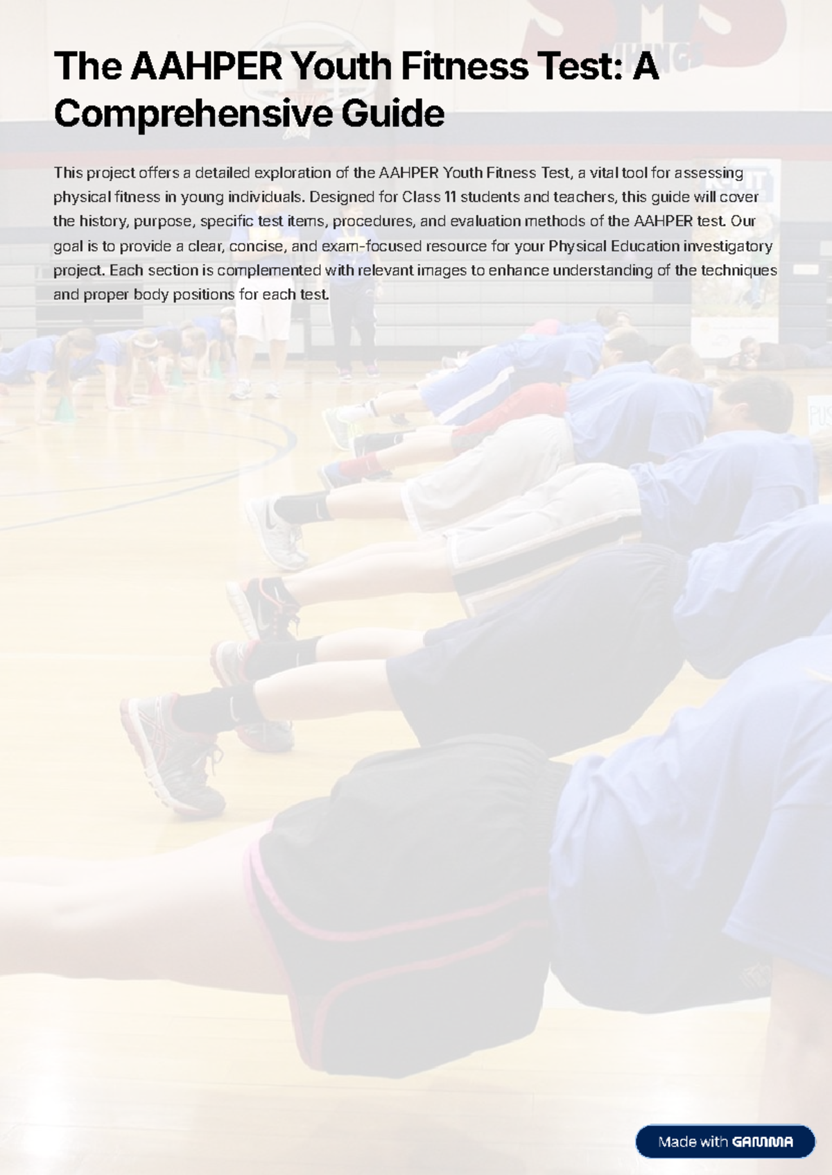 AAHPER Youth Fitness Test: A Detailed Guide for Class 11 - Studocu