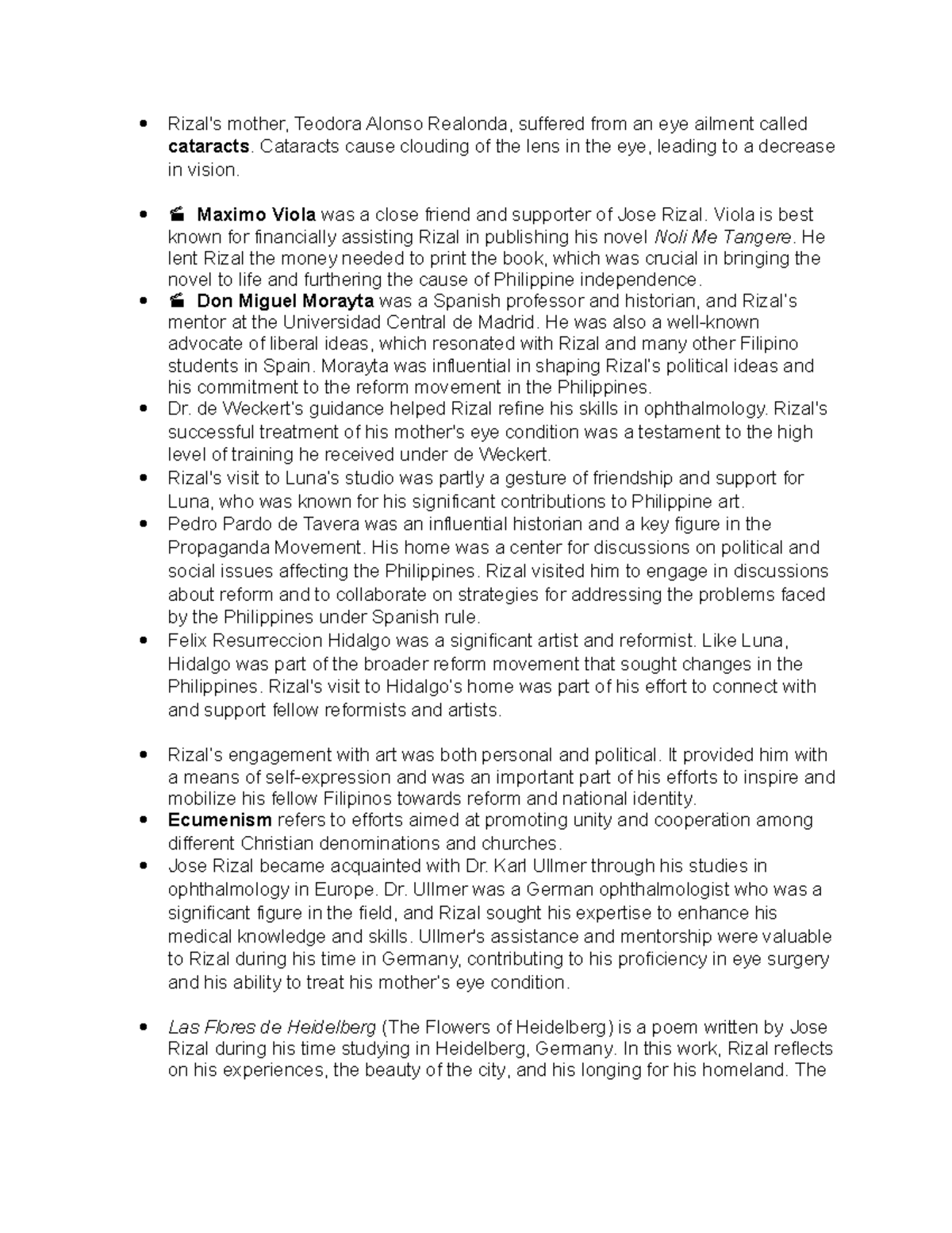 Rizal's Life and Works Outline: Influential Figures and Events - Studocu