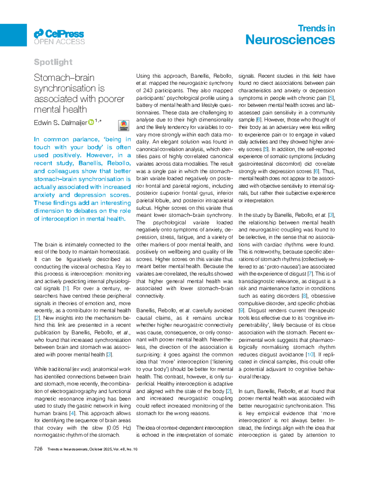 Neuroscience Insights: Stomach-Brain Sync & Mental Health Trends - Studocu
