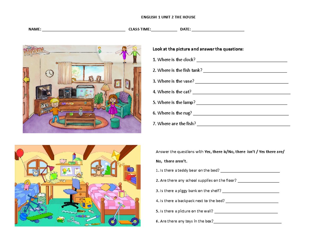 ENGLISH 1 UNIT 2: House Vocabulary & Descriptive Exercises - Studocu