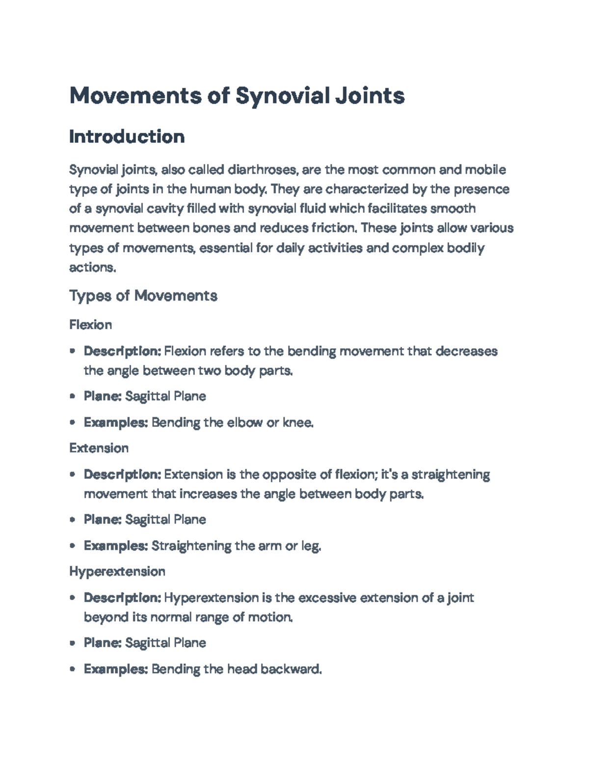 Movements of Synovial Joints: Overview and Types in Anatomy - Movements ...