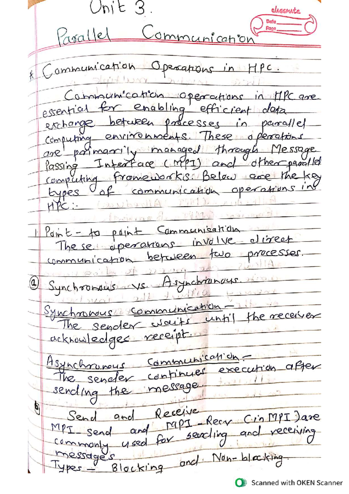 HPC 110: Unit 3 Notes on Parallel Communication Operations - Studocu