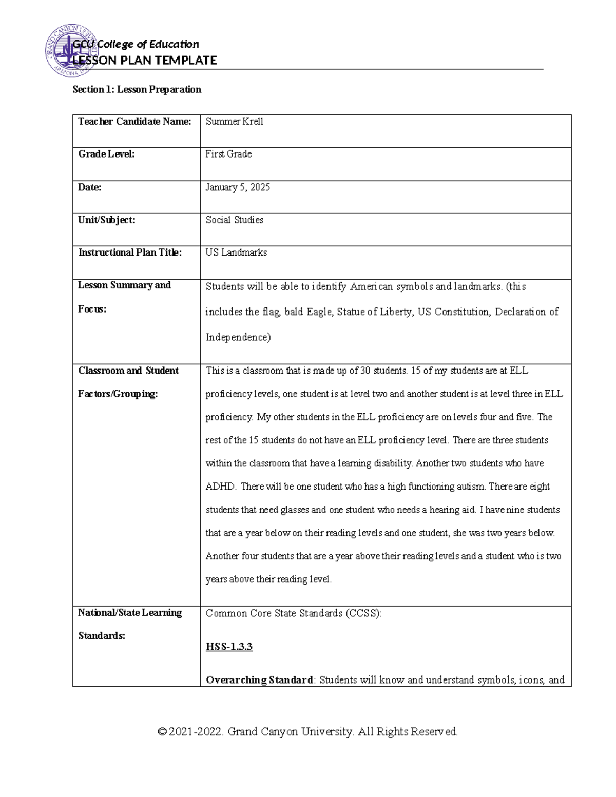 Coe-lesson-plan-template - LESSON PLAN TEMPLATE Section 1: Lesson Preparation Teacher Candidate ...