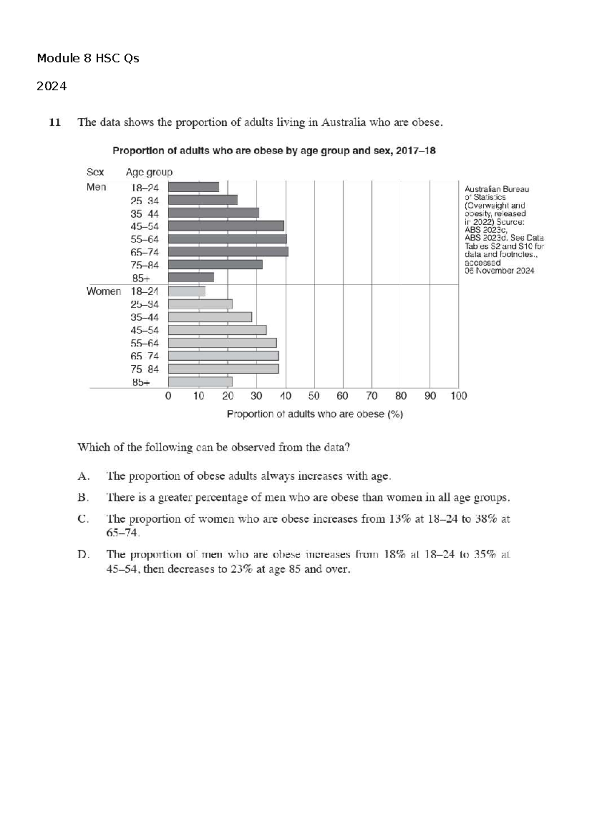 Module 8 HSC Questions 2020-2024: Obesity, Diabetes, and Cancer ...