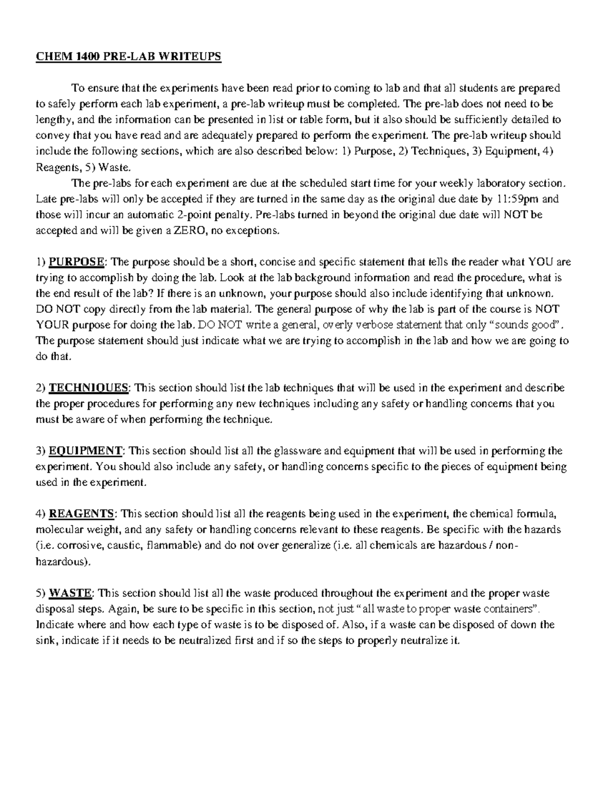 FA24-1400-Pre Labs - GenChem Pre Lab Guidelines - CHEM 14 00 PRE-LAB ...