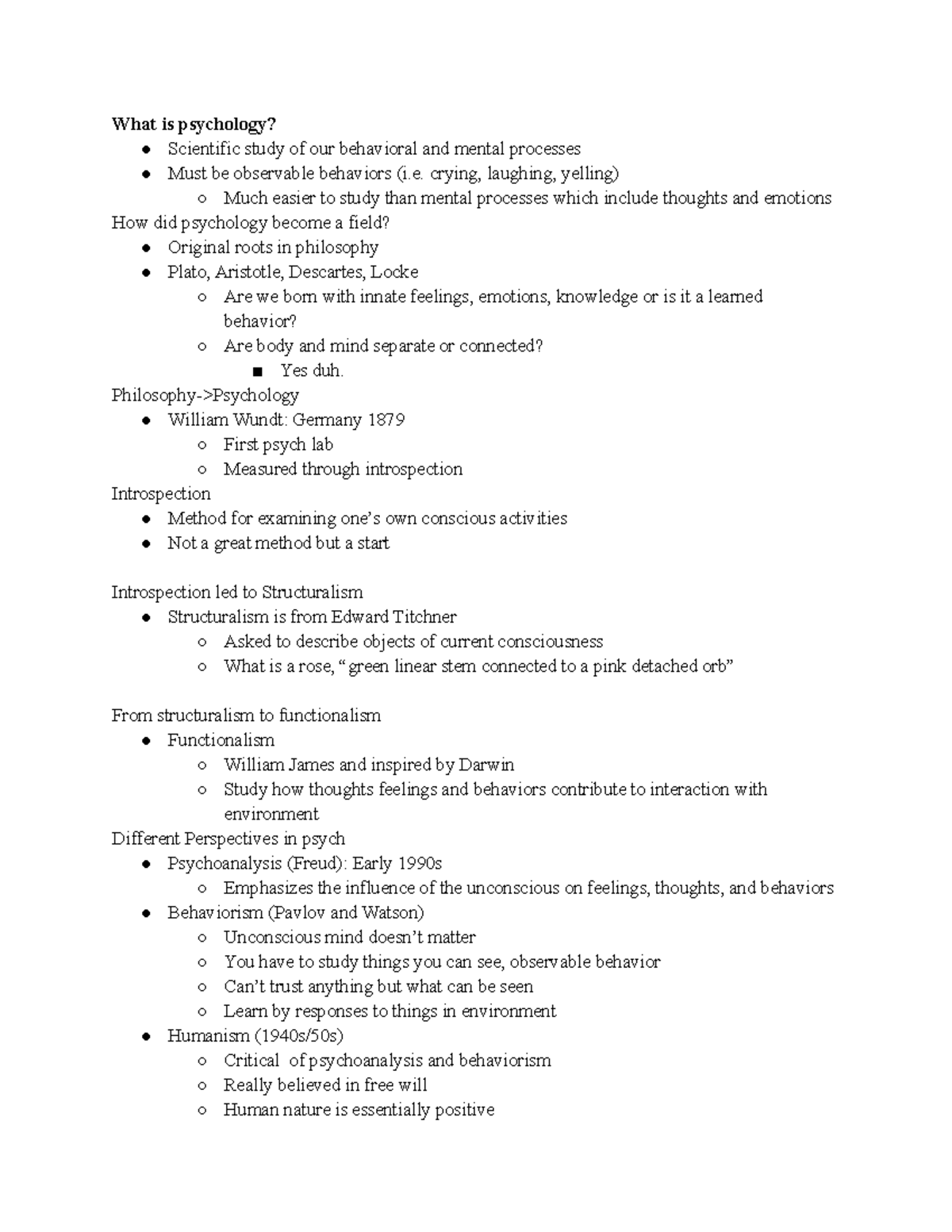 Intro to Psych-Lecture 1 - What is psychology? Scientific study of our ...