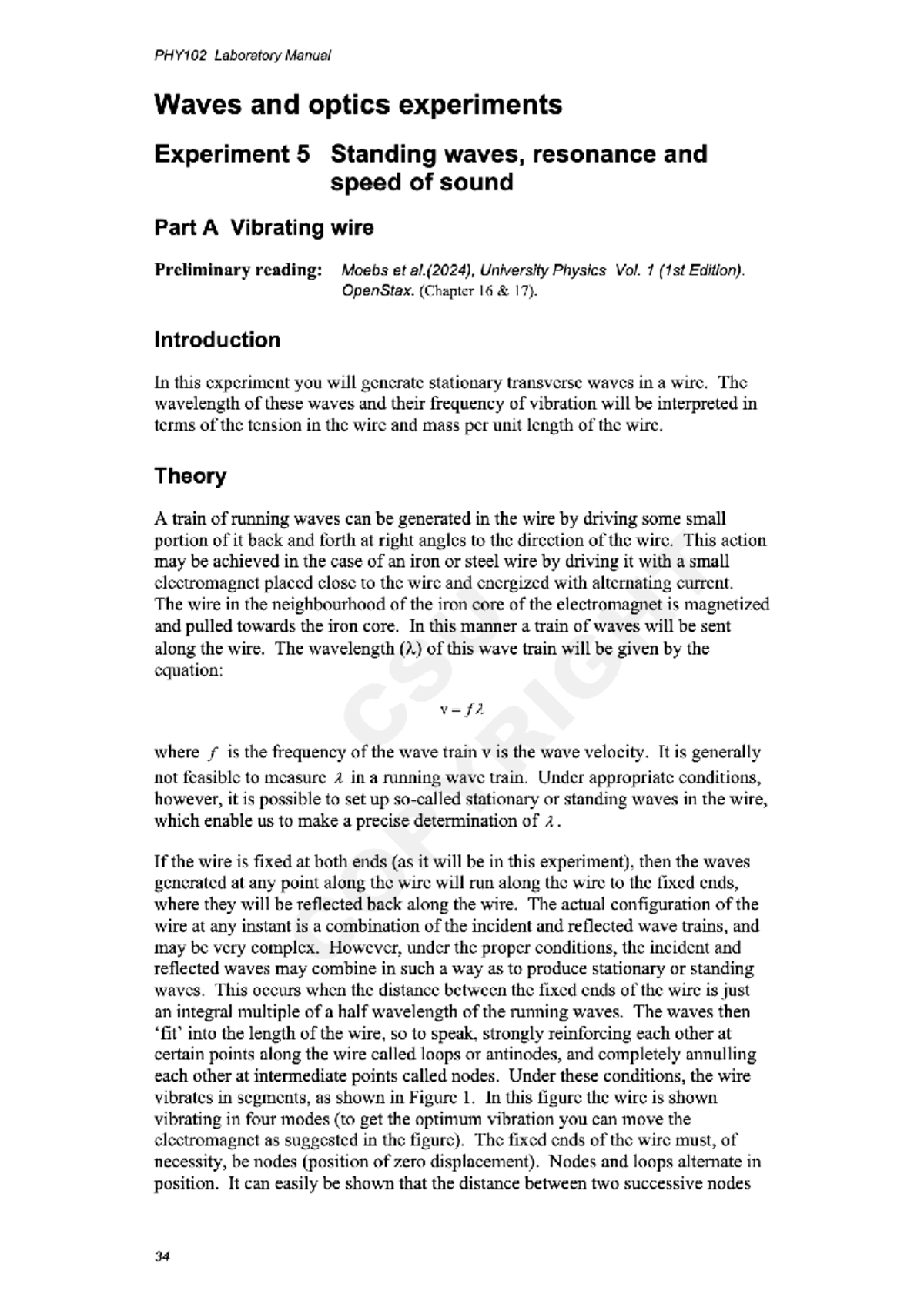 PHY102 Lab Manual: Standing Waves, Resonance & Speed of Sound Experiments - Studocu