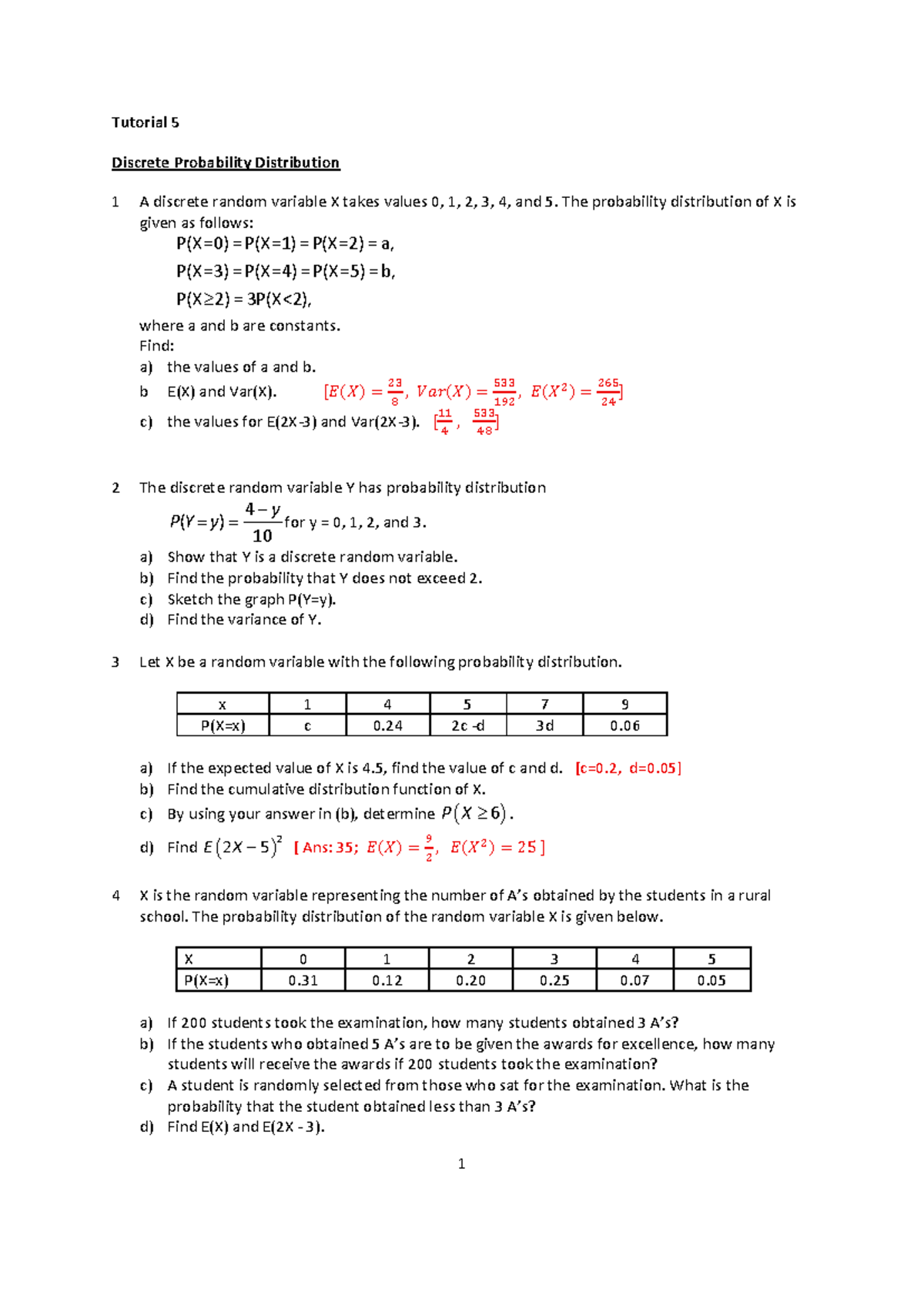 Tutorial 5: Discrete Probability Distributions in STA108 - Studocu