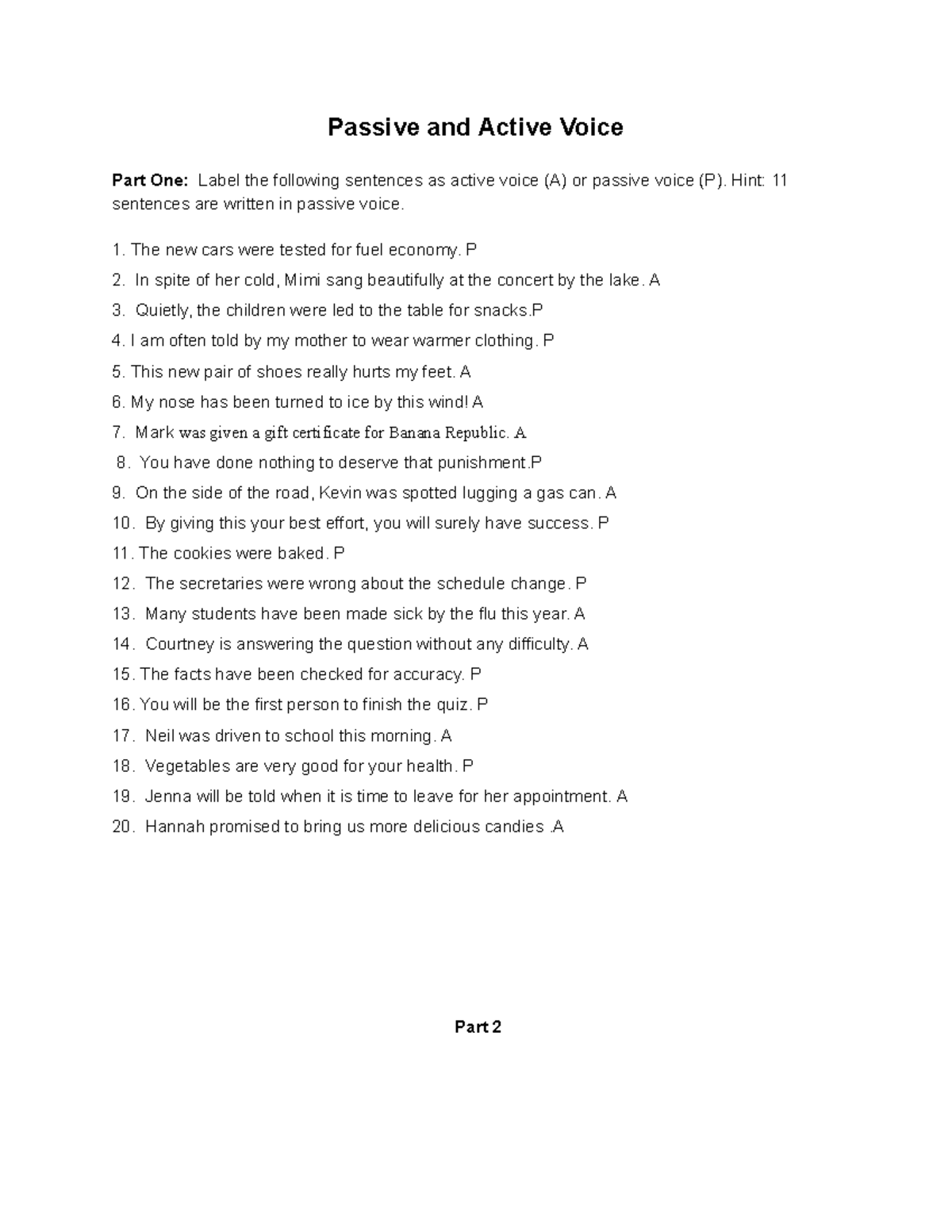 Copy of Passive & Active Voice Practice Questions and Solutions - Studocu
