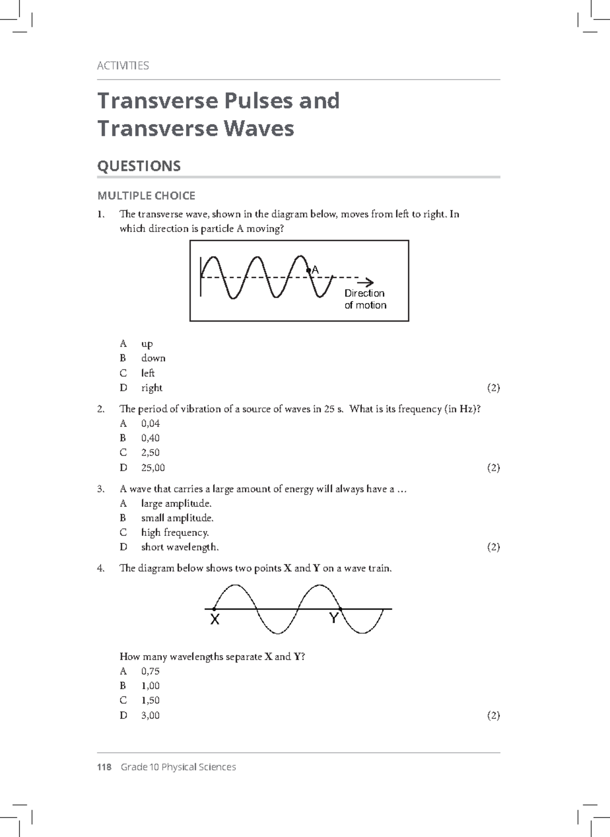 Grade 10 Physical Sciences: Waves & EM Radiation Questions and ...