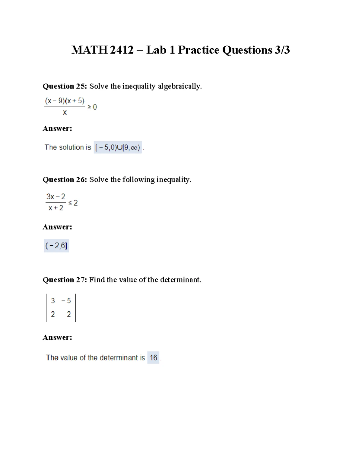 MATH 2412 Lab 1 Practice Questions 1of3 - MATH 2412 – Lab 1 Practice ...