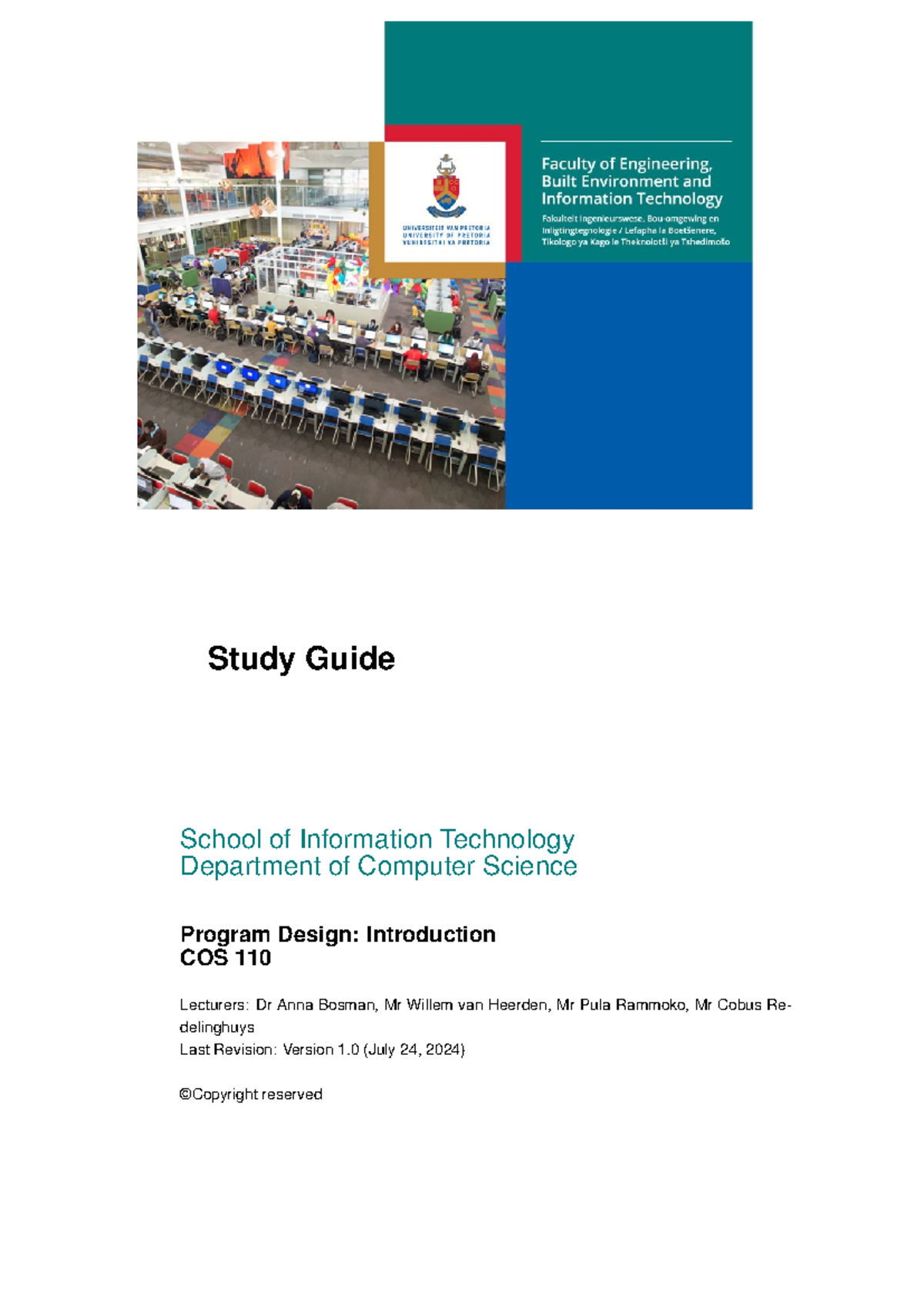 COS110 Comprehensive Study Guide 2024 for Program Design - Studocu