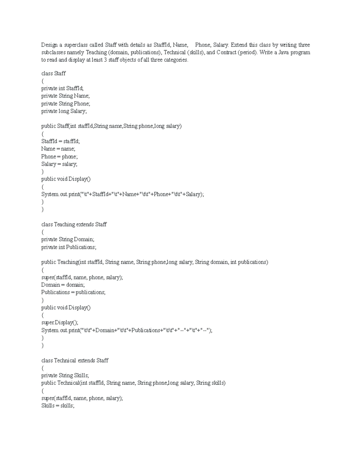JAVA Programming Internal Assessment Test II (18CS) Lab Manual - Studocu