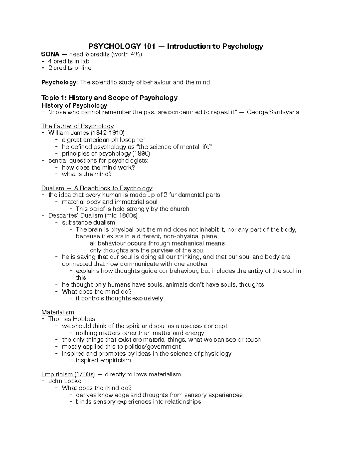 Psych 101 - course notes - PSYCHOLOGY 101 — Introduction to Psychology ...