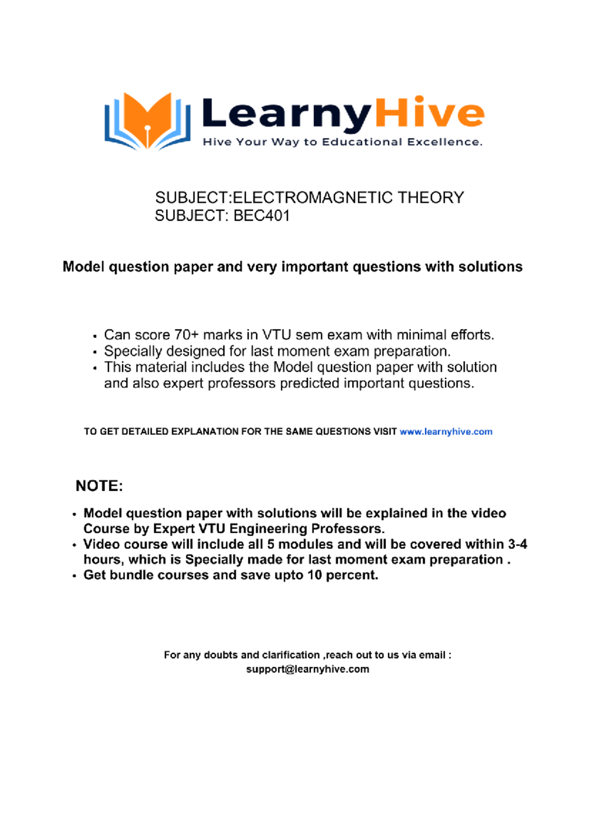 Model Question Paper & Important Qs with Solutions for BEC401 - Studocu