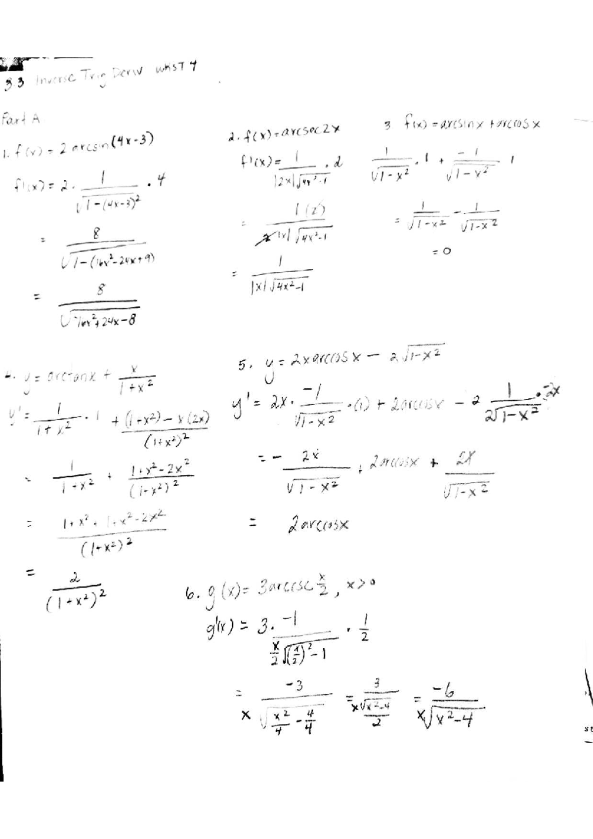 Advanced Derivatives of Inverse Trigonometric Functions (MATH 3.3 ...