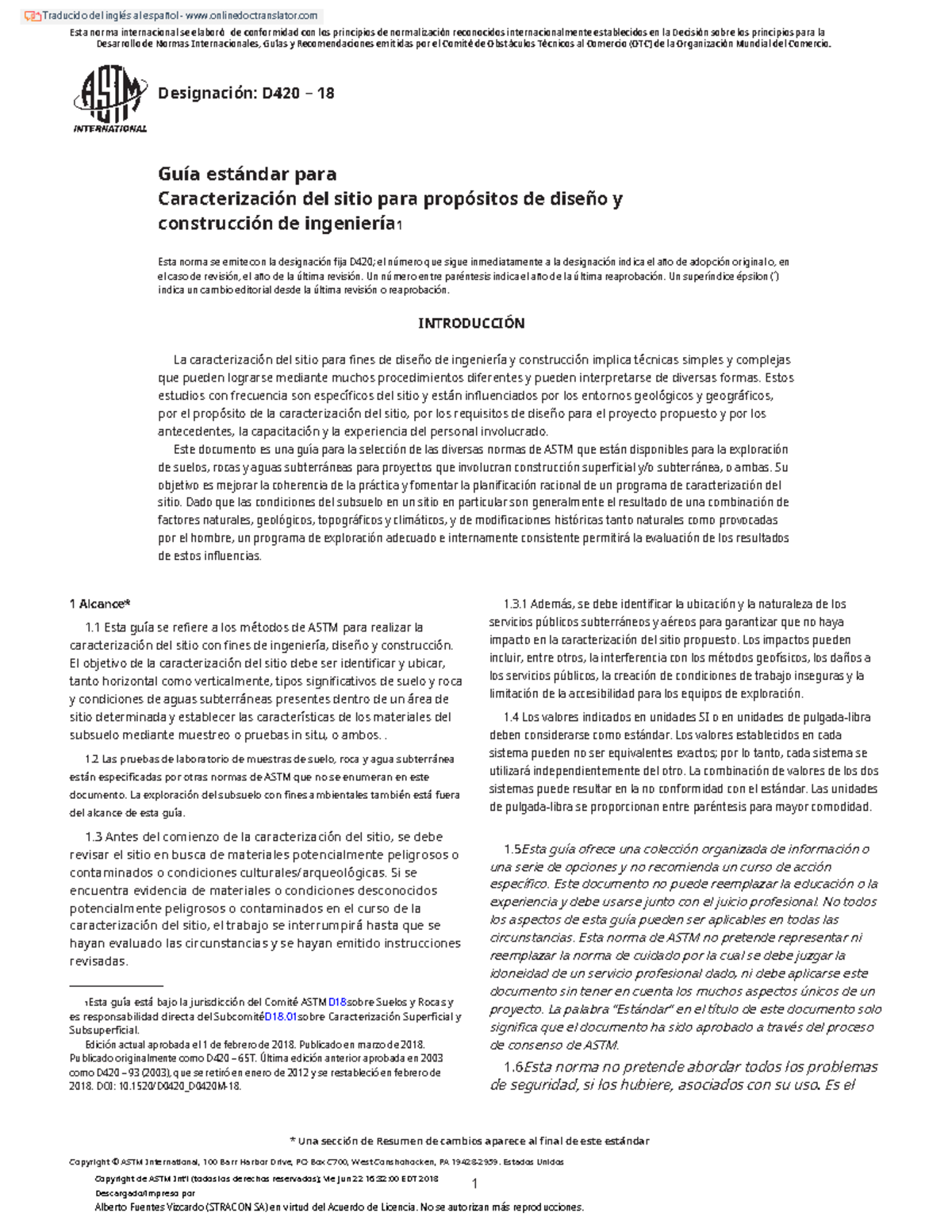 ASTM D420-18 es - Norma ASTM D420-18 español - Mecánica de Suelos - UNC ...