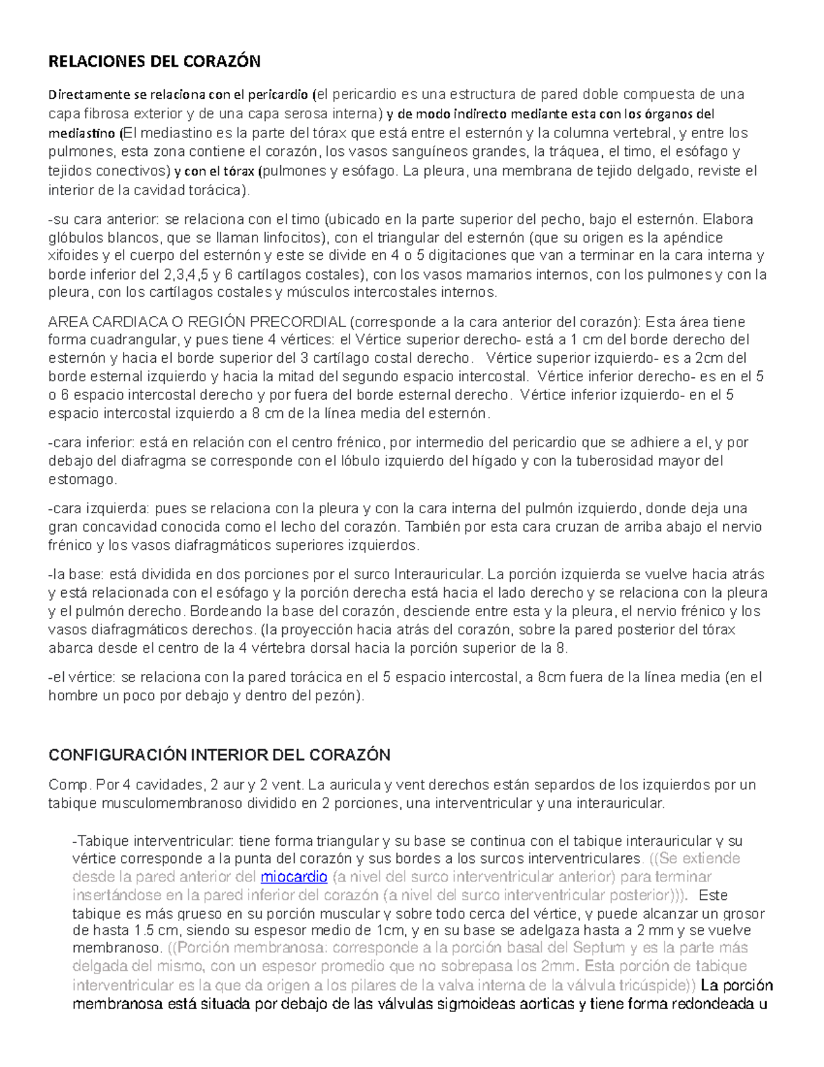 Anatomía del Corazón: Relaciones y Configuración Interior (A-Relaciones ...