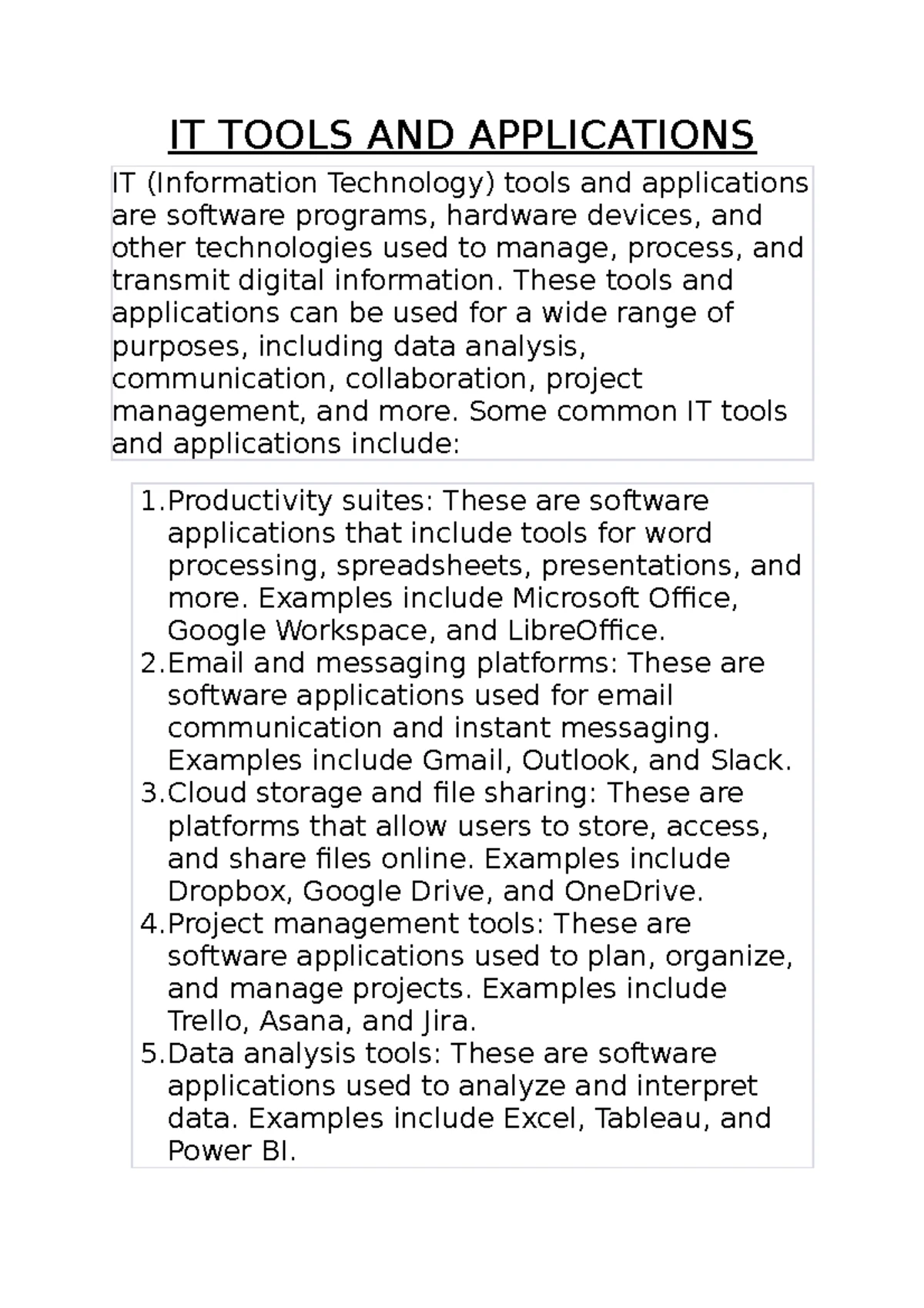IT Tools AND Applications - threats and attacks. These include ...