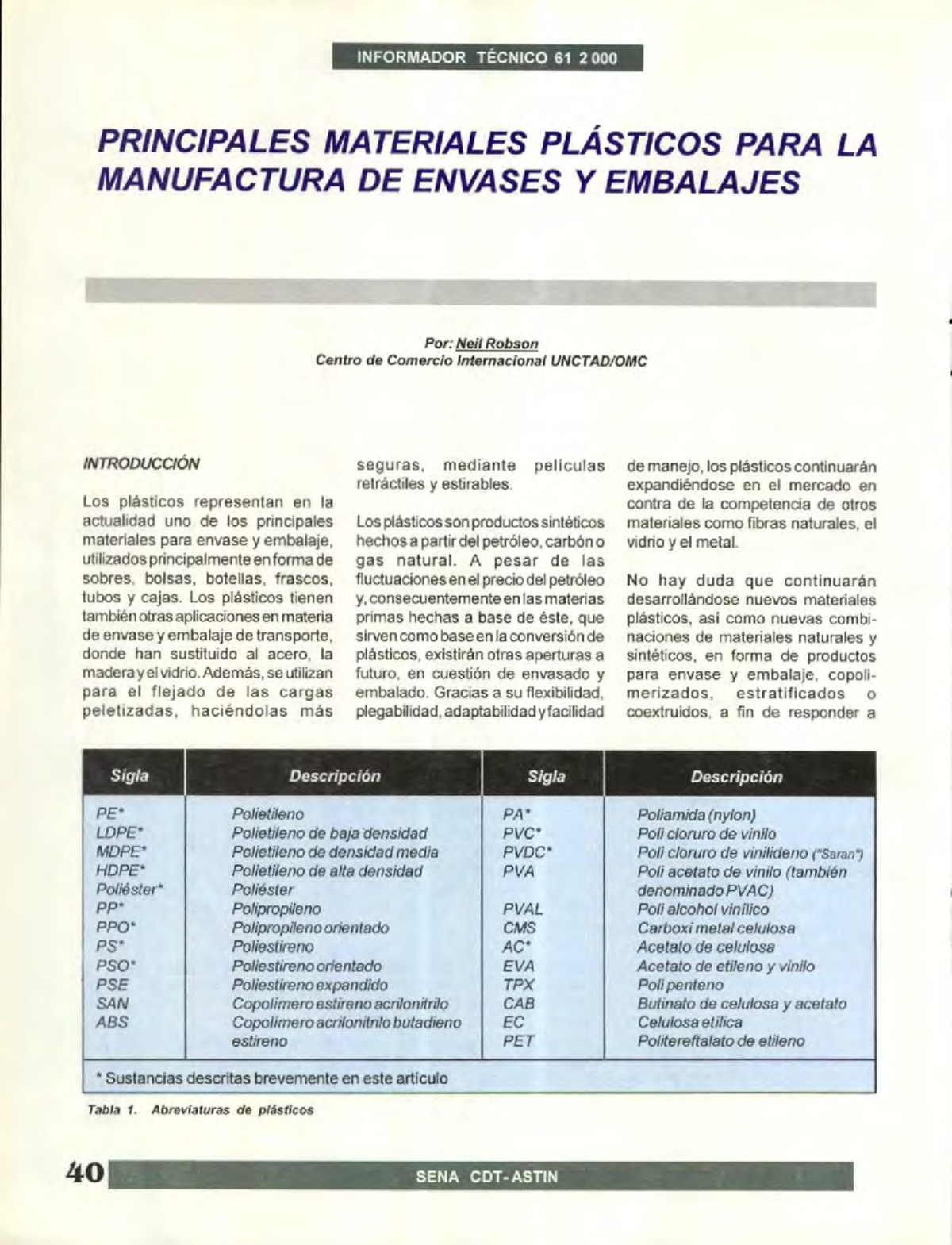 Tipos de plasticos Termoformado - PRINCIPALES MATERIALES PLASTICOS PARA ...