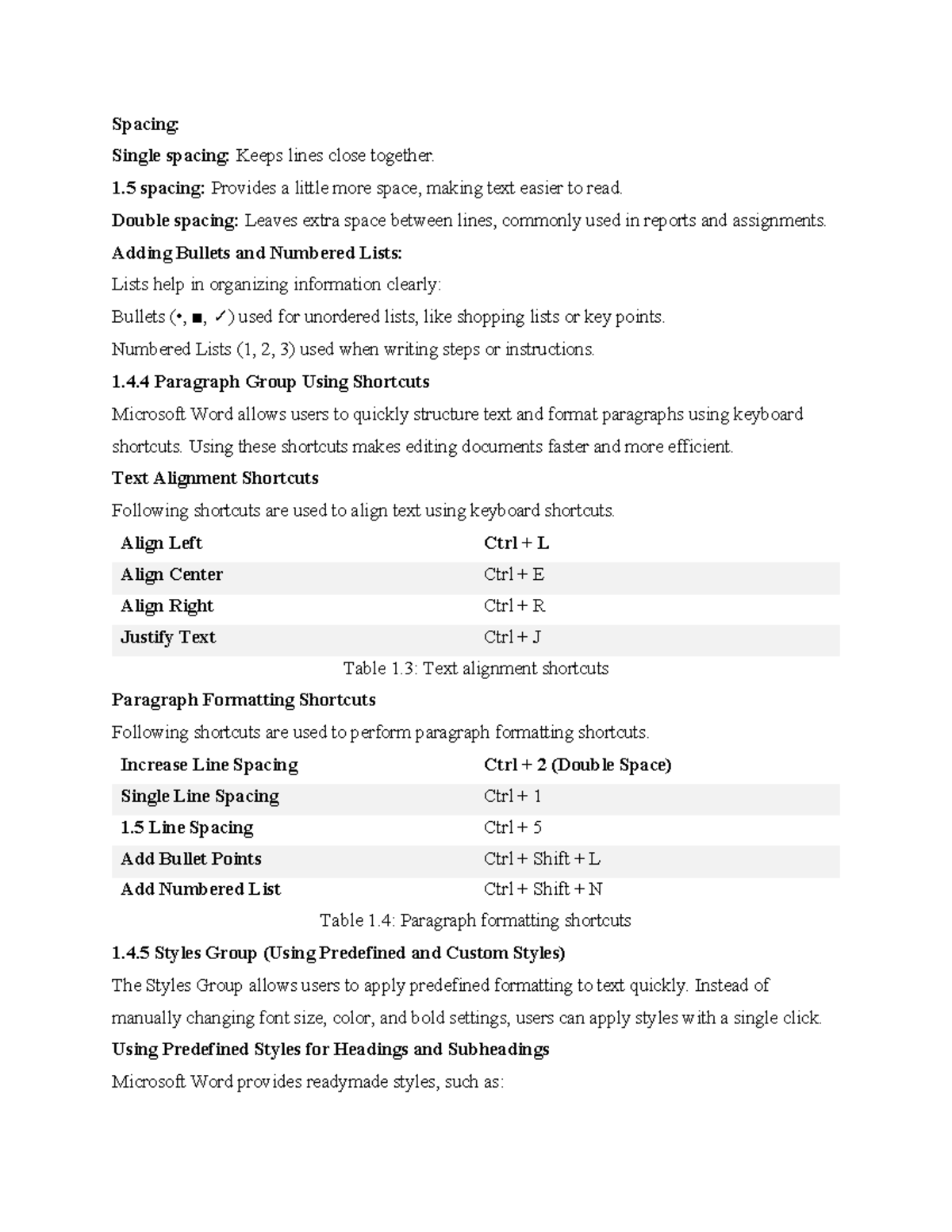 ICT Lecture 09: Formatting Text and Using Shortcuts in MS Word - Studocu