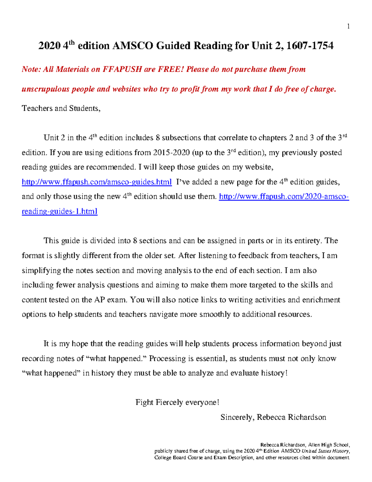 Unit 2 AMSCO Guided Reading & Analysis: Colonial Era (1607-1754) - Studocu