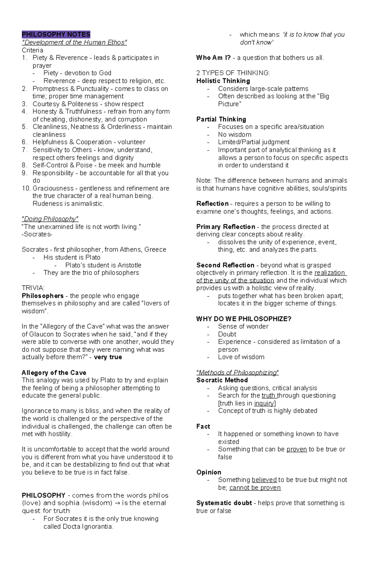 G11 STEM Philosophy Midterm Notes & Review Guide - Studocu