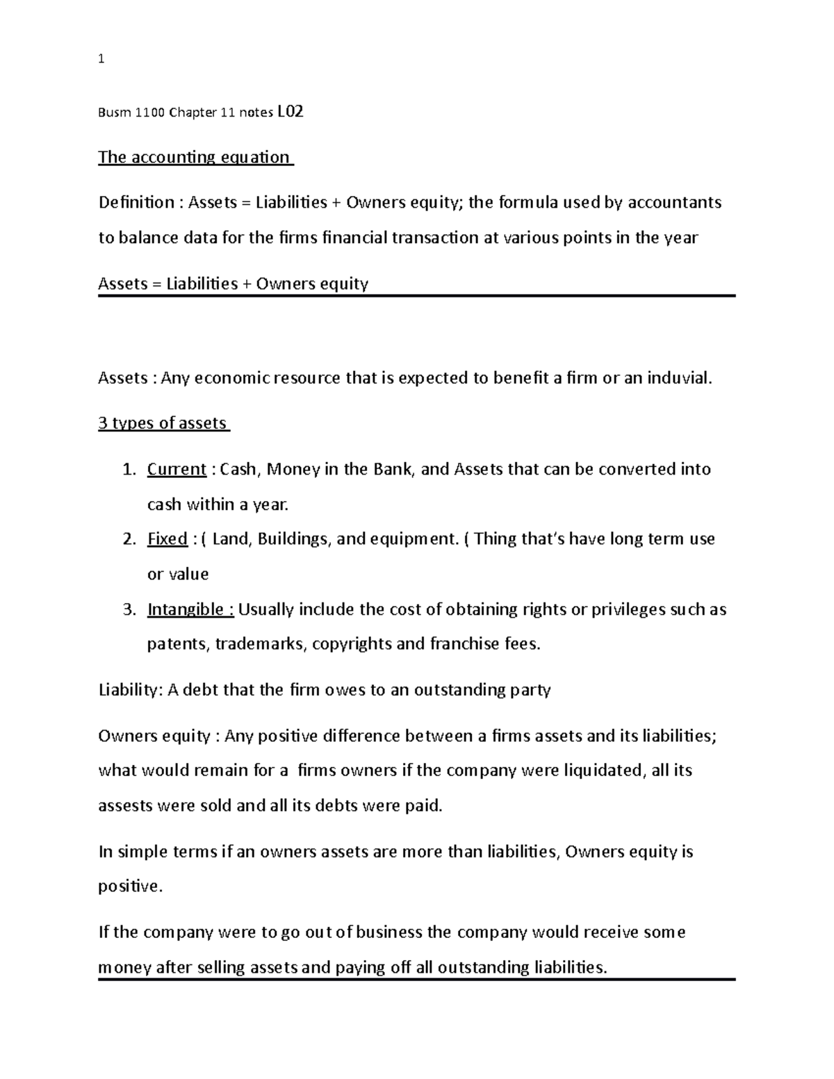 Chapter 11 Exam prep notes (new new) - Busm 1100 Chapter 11 notes L The ...