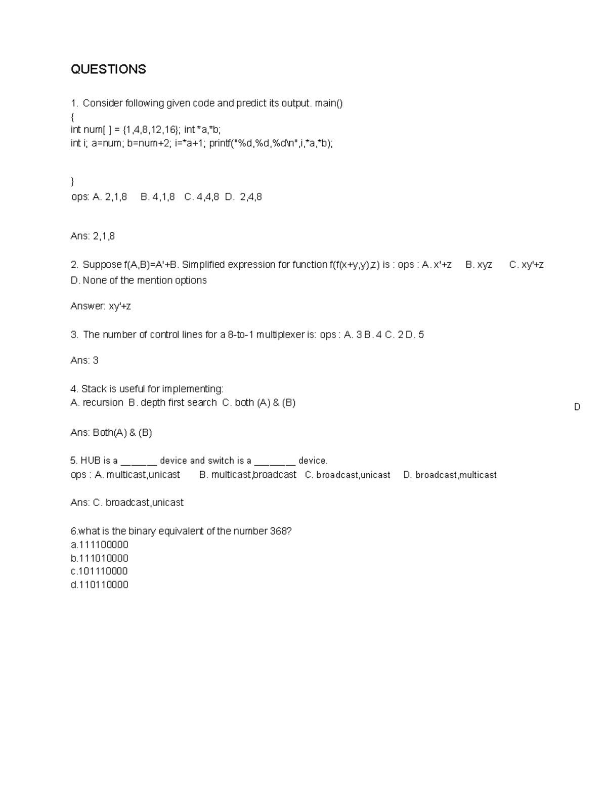 Capgemini Pseudo Code Questions and Answers (CS101) - Studocu