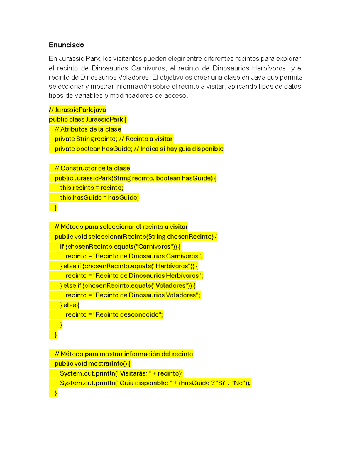 Ejemplos de Clases y Arrays en Java - Curso 45648787 - Studocu