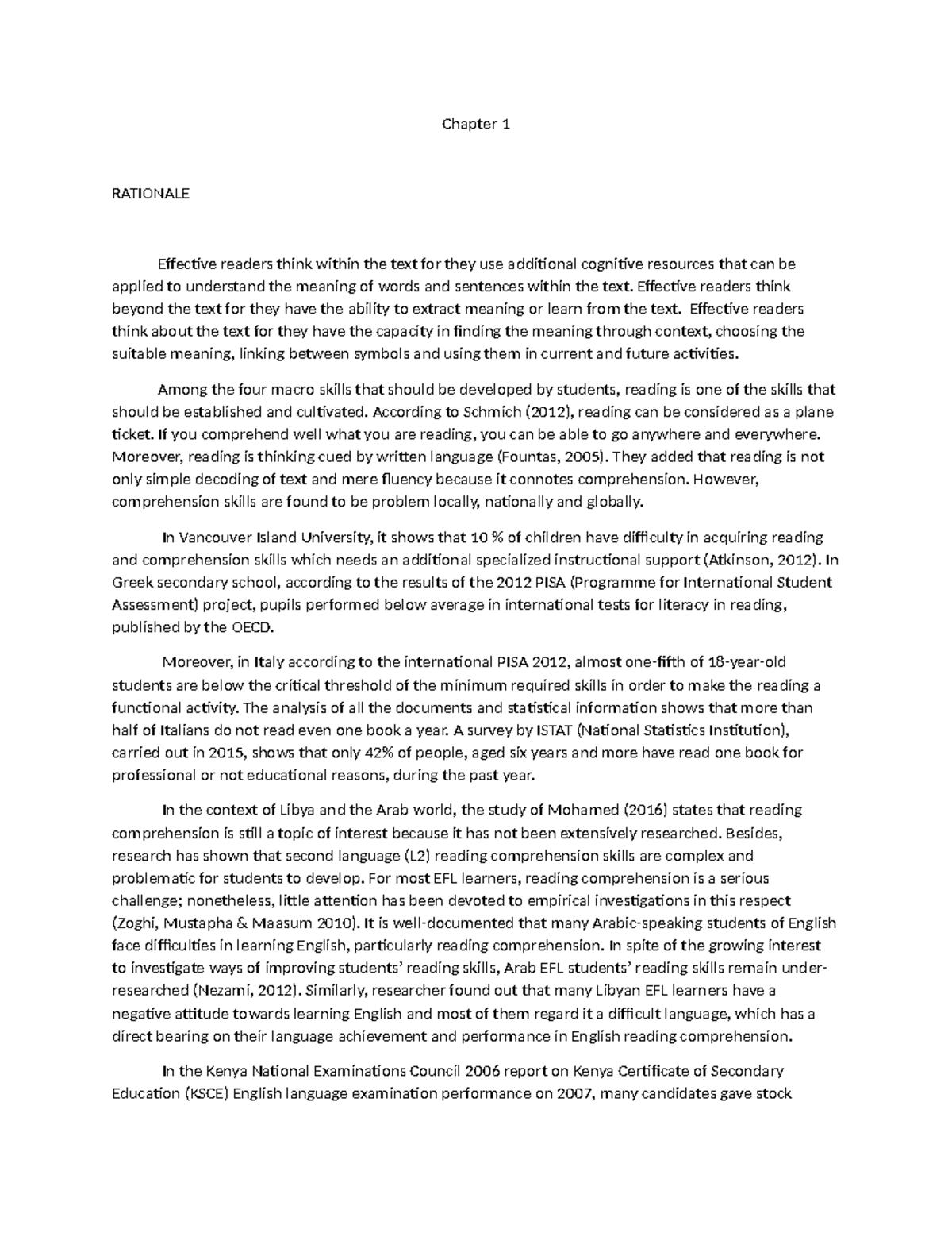 Research reading comprehension - Chapter 1 RATIONALE Effective readers ...