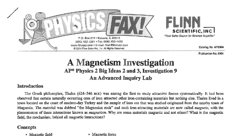 Magnetism Stations Lab (PHYS 2) - Advanced Inquiry Investigation - Studocu