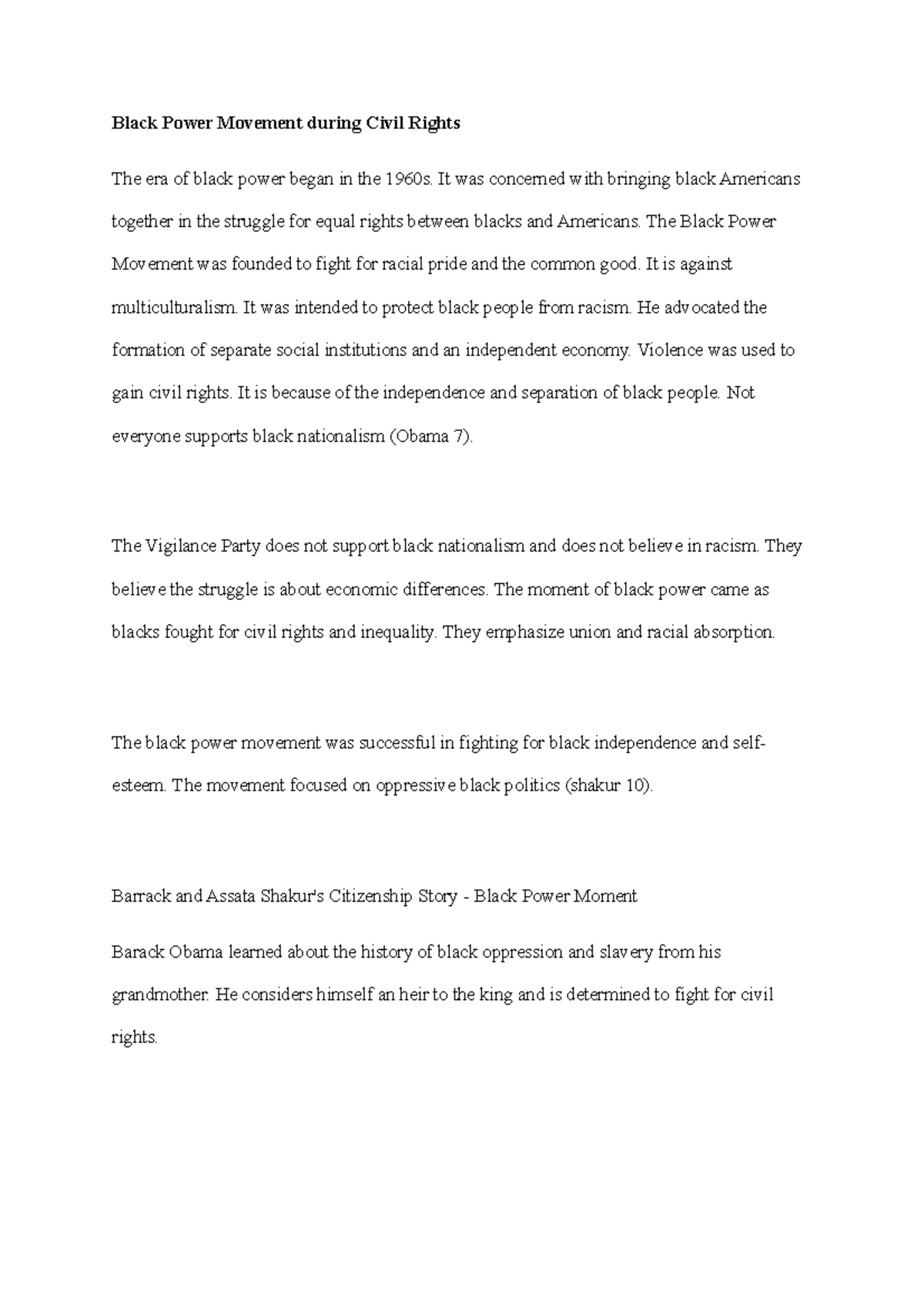 Black Power Movement during Civil Rights - It was concerned with ...