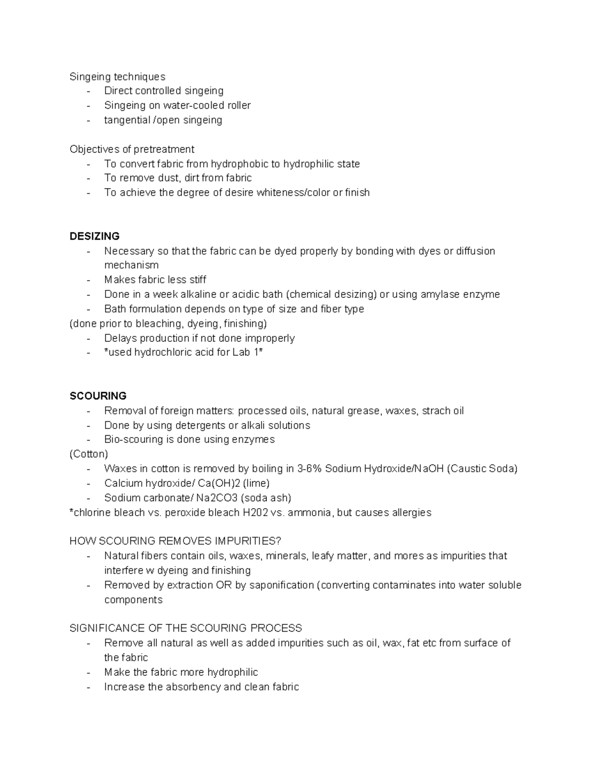 Types of preparatory finishes - Singeing techniques - Direct controlled ...